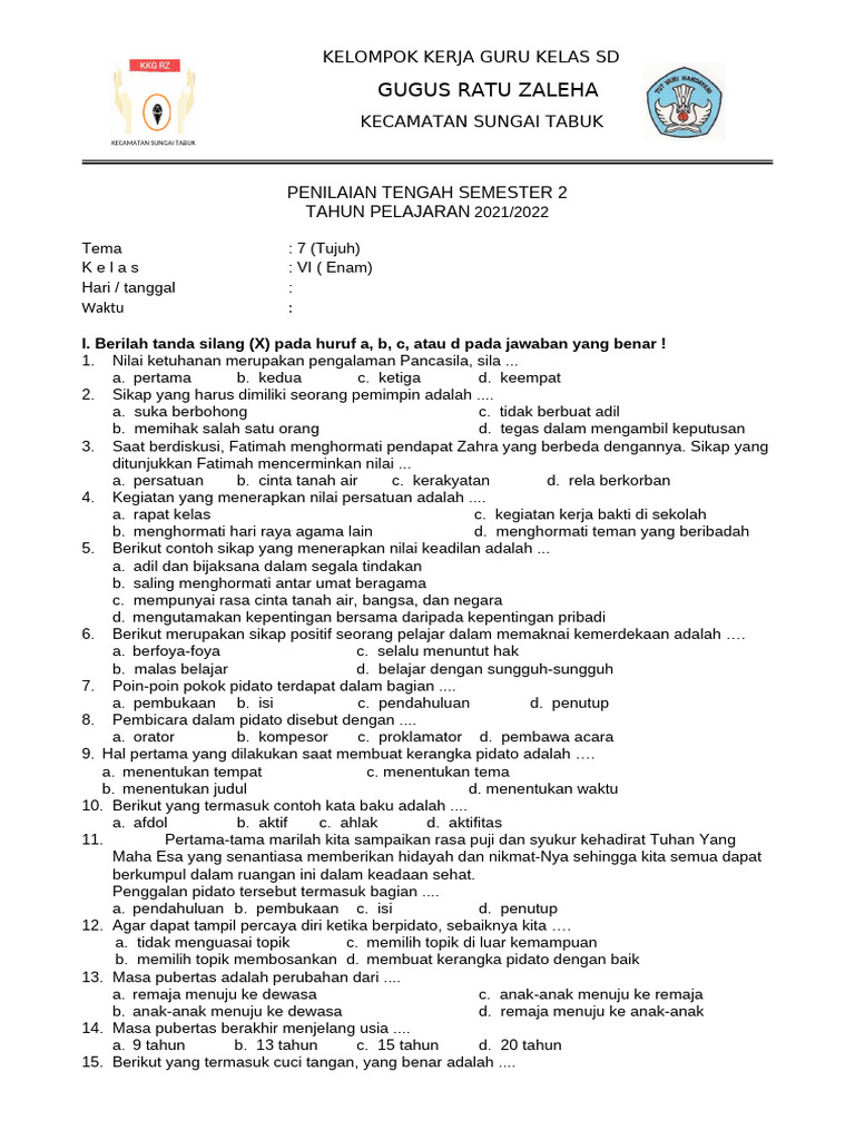 Soal PTS Tema 7 KLS 6 | PDF