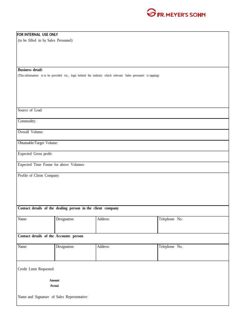 Sales Lead Information Template | PDF