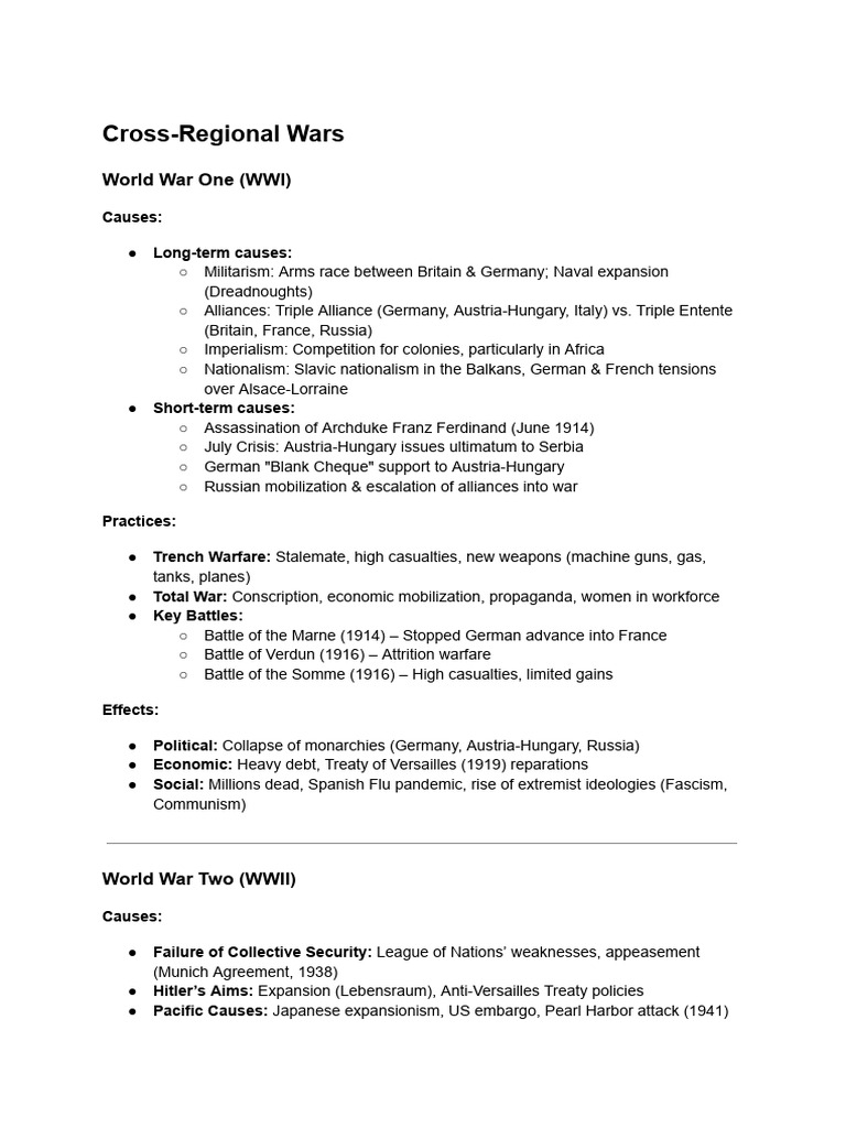 Causes and Effects of 20th Century Wars | PDF | German Empire | Gulf War