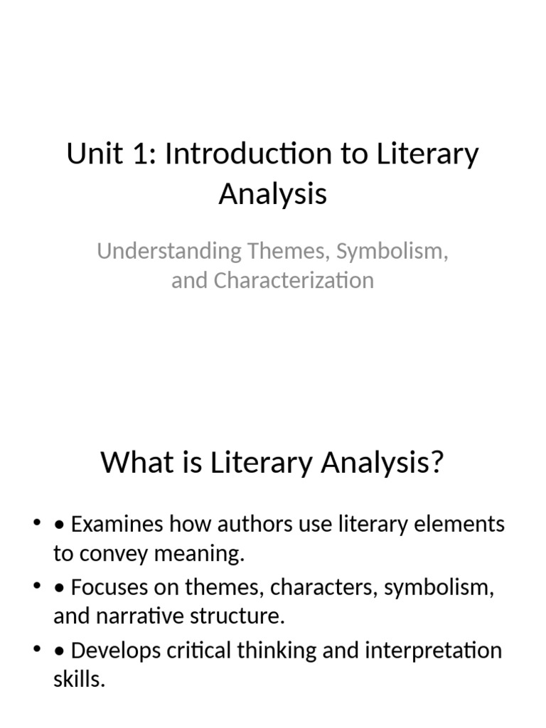 Unit 1 Literary Analysis | PDF