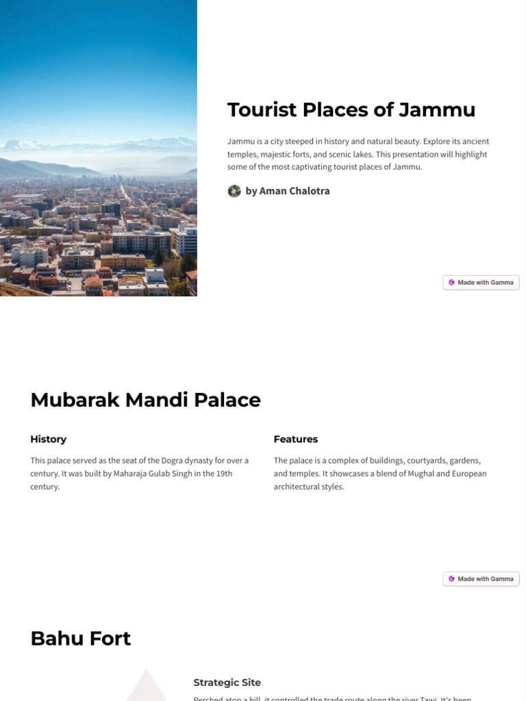 Tourist Places of Jammu | PDF