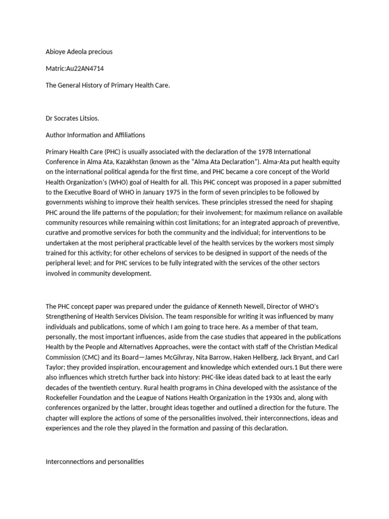 History of Primary Health Care in Nigeria | PDF | Social Policy ...