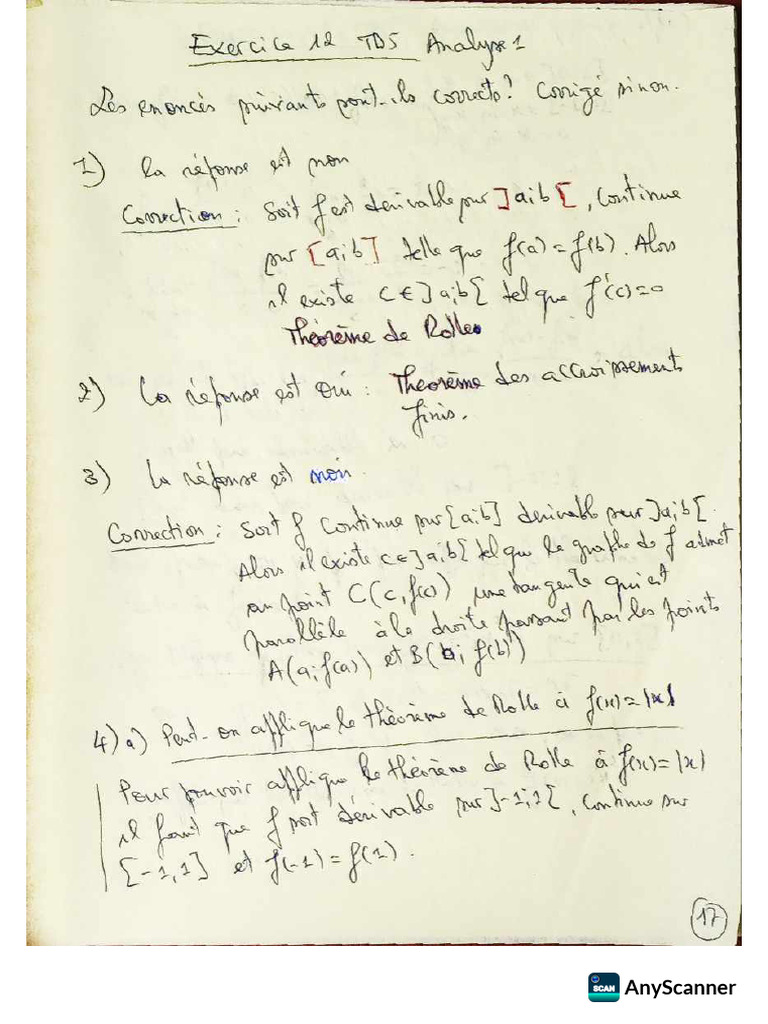 Corr Exo7 TD5 Analyse 1 24 25 - 044237 | PDF