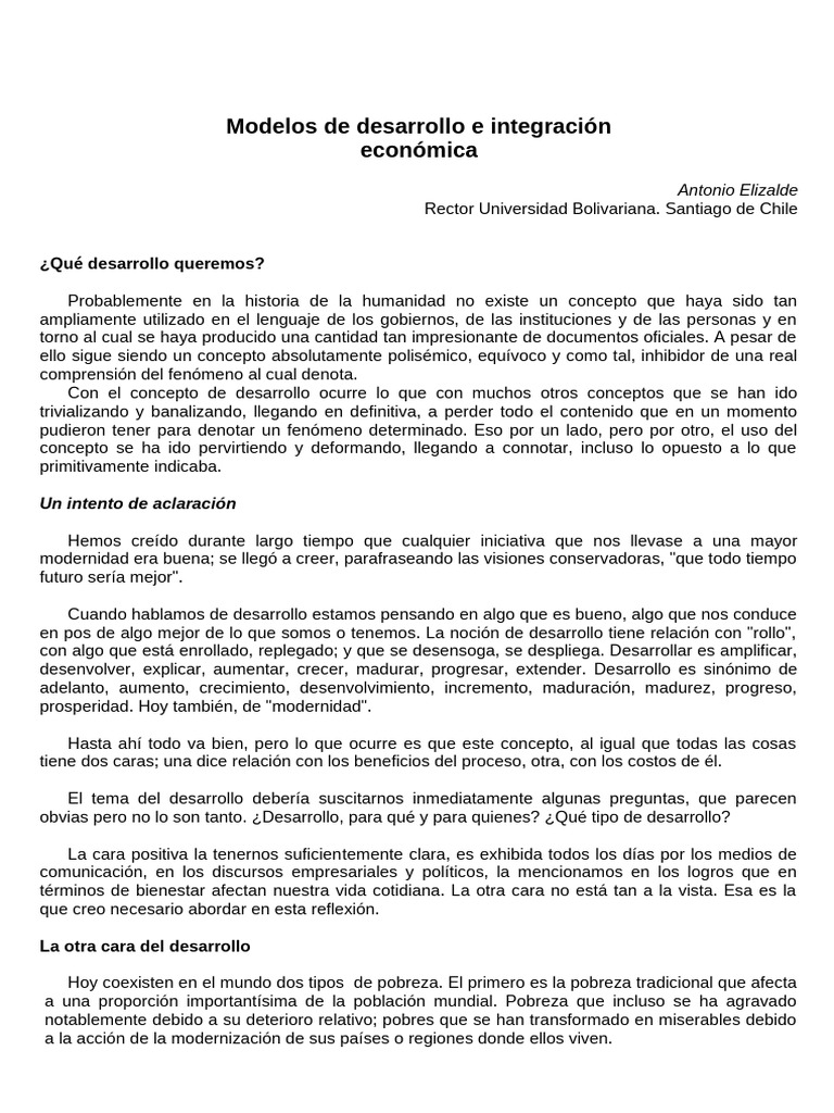 Modelos de Desarrollo e Integracion Economica | PDF | Pobreza | Pobreza e indigencia