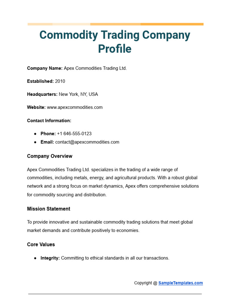 Commodity Trading Company Profile | PDF | Commodity | Commodity Markets