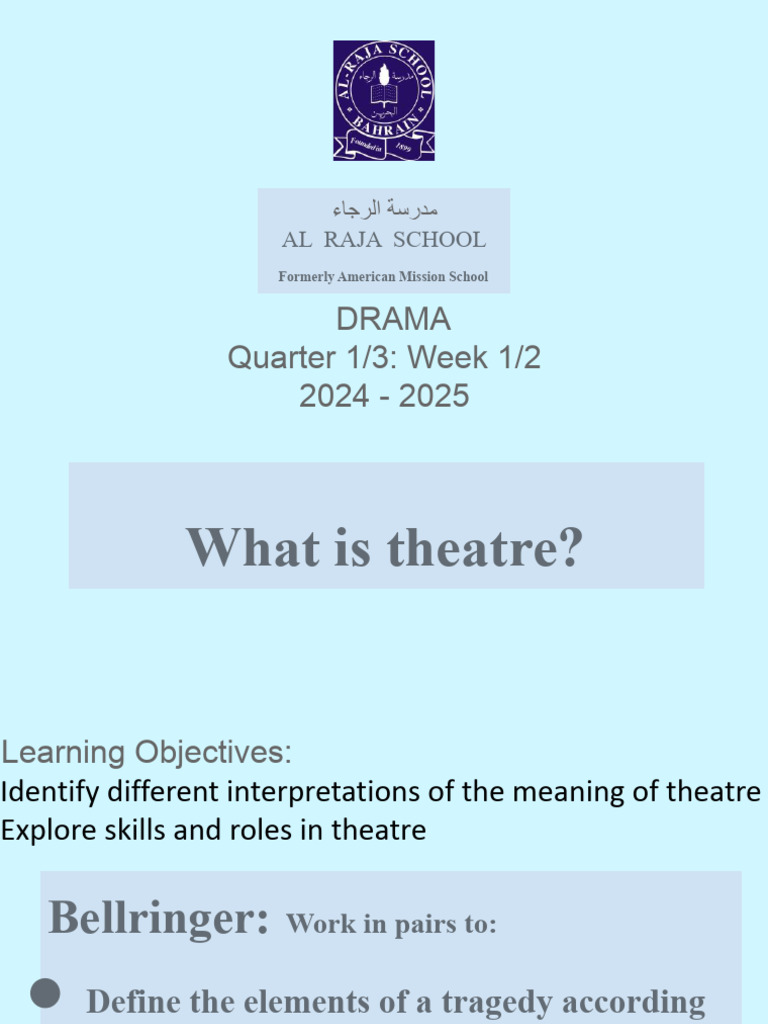Drama: Lesson 1.2 2024-25 | PDF | Theatre | Oral Literature