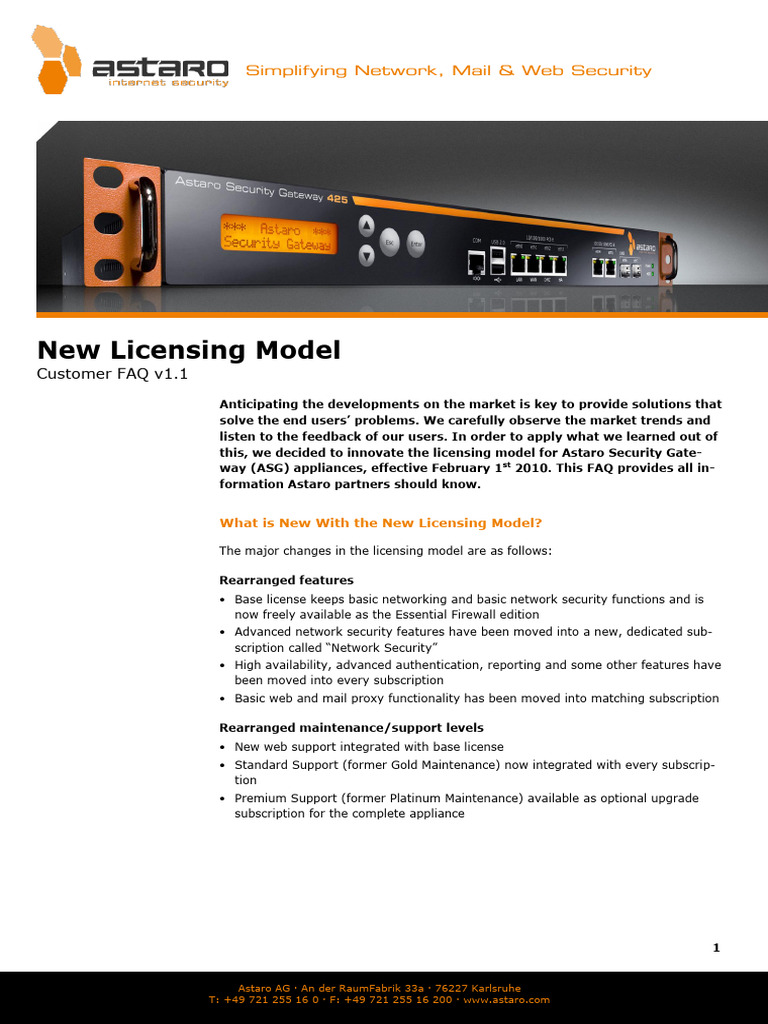 Astaro New Licensing Faqs Customer en | PDF | Subscription Business Model | Computer Cluster