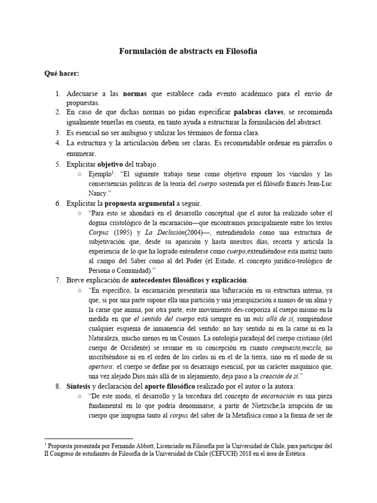 Cómo redactar un abstract en Filosofía | PDF | Bibliografía