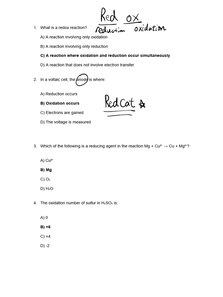 3001 Ch 4 Redox Reaction Exercise (Ans) | PDF | Redox | Chemical Reactions