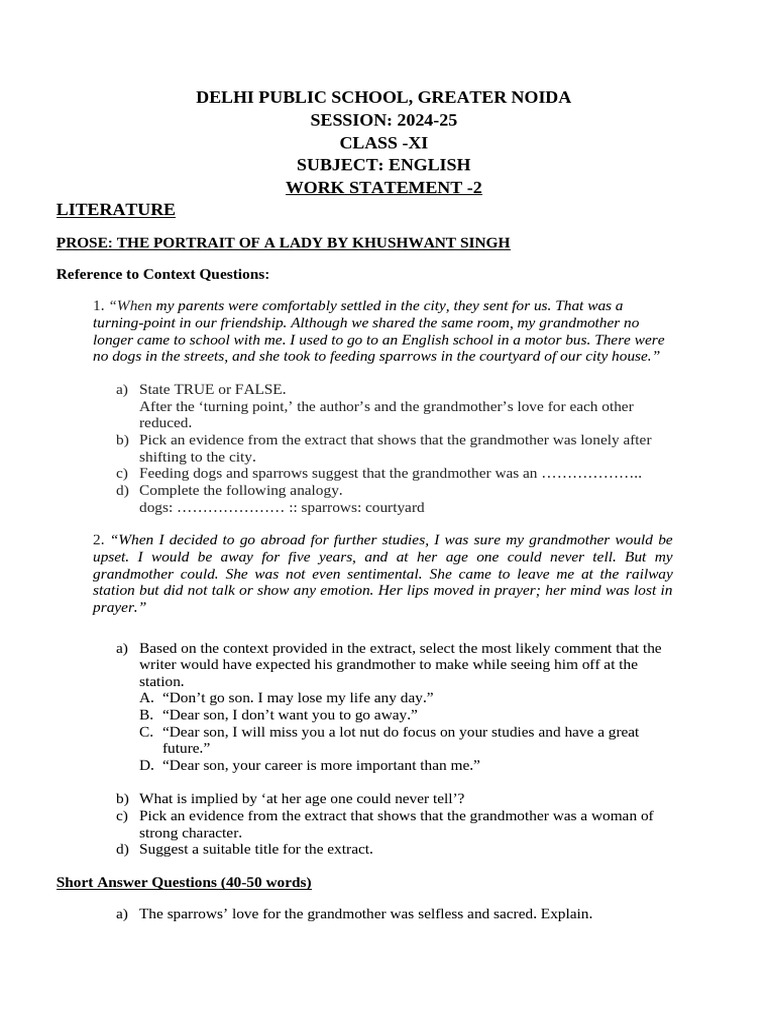 English Class XI Literature Guide | PDF