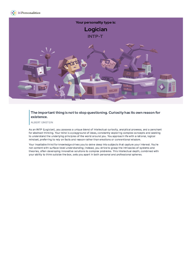 INTP Personality (Logician) - 16personalities | PDF | Psychological Resilience | Thought