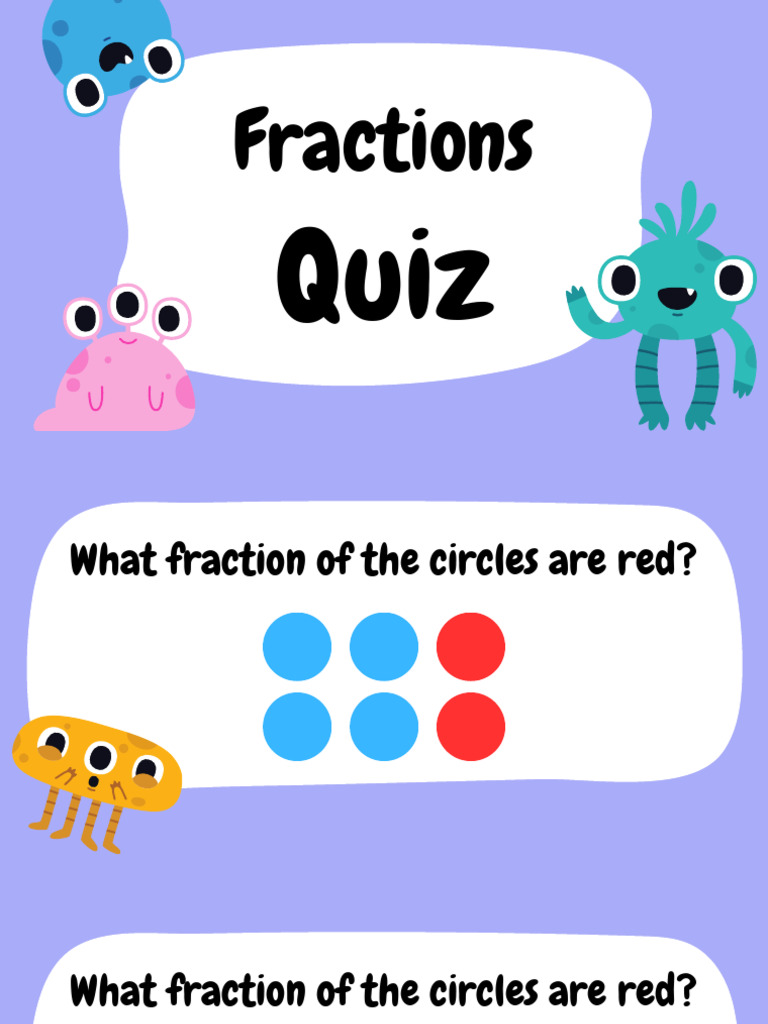 Colourful Monster Themed Fractions of A Group Quiz Presentation | PDF