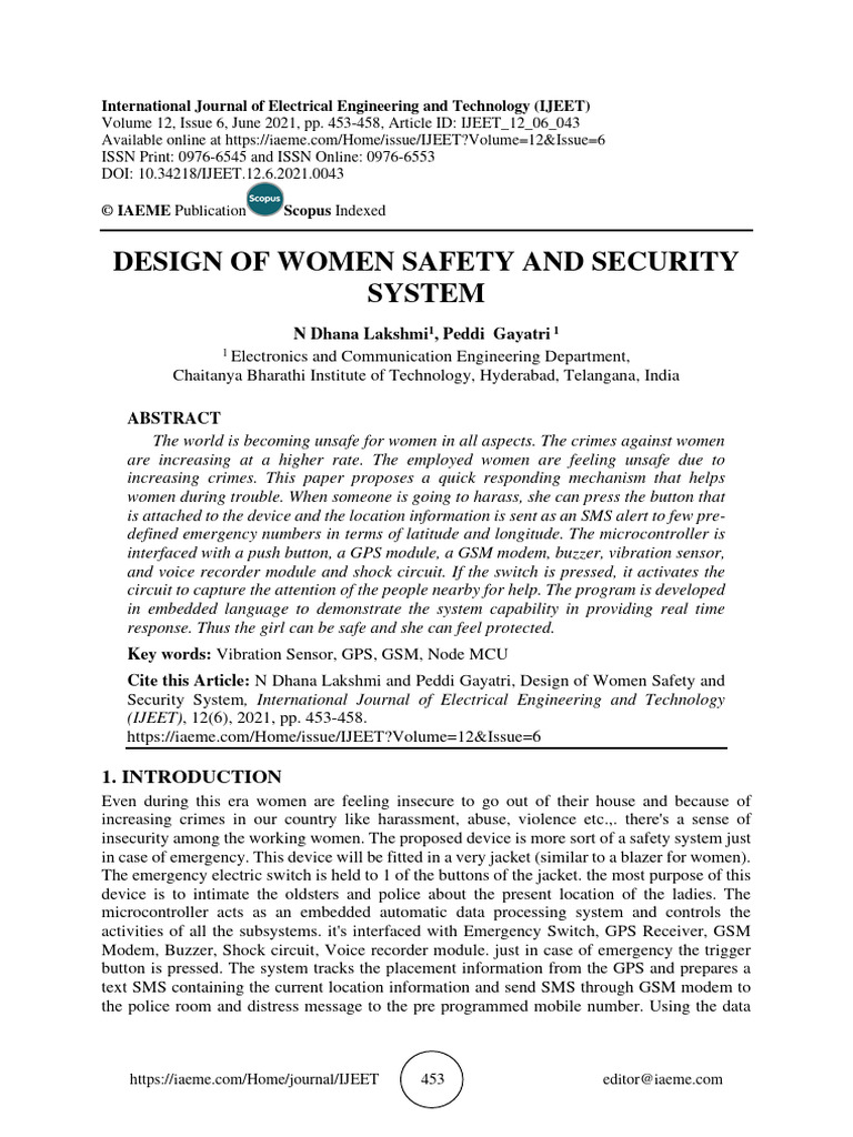 Women Safety and Security System Design | PDF | Microcontroller ...