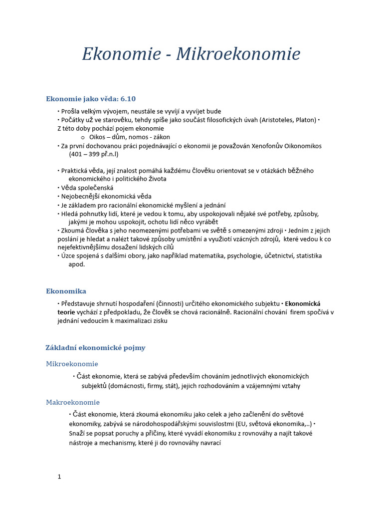 Ekonomie Final | PDF