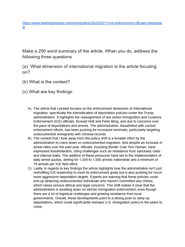 ICE Officials Reassigned Amid Deportation Push | PDF | U.S. Immigration ...