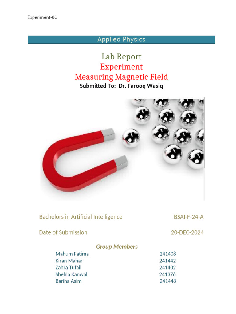 Measuring Magnetic Field Lab Report | PDF