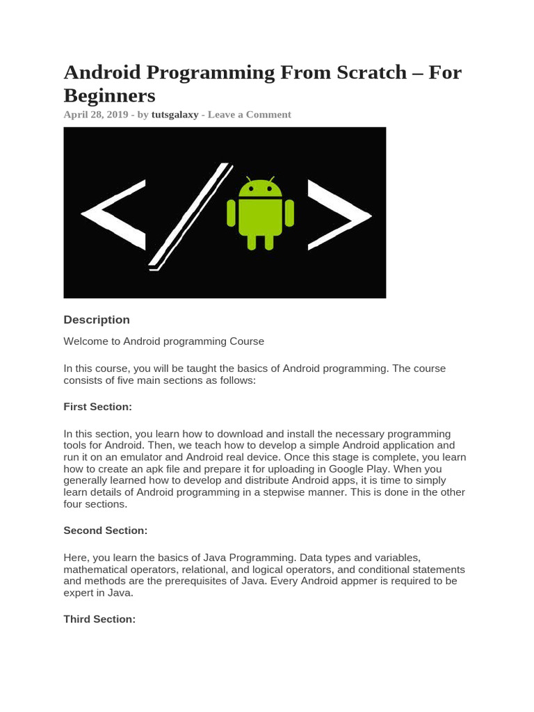 Udemy - Android Programming From Scratch – For Beginners | PDF