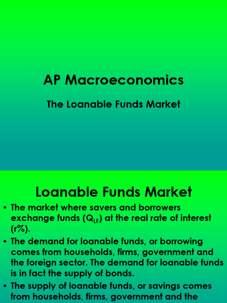 Market For Lonable Funds | PDF | Interest | Loanable Funds