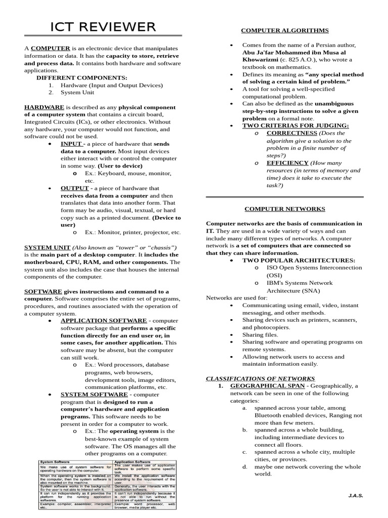 Copy of ICT Reviewer | PDF | Computer Network | World Wide Web Copy of ICT Reviewer | PDF | Computer Network | World Wide Web