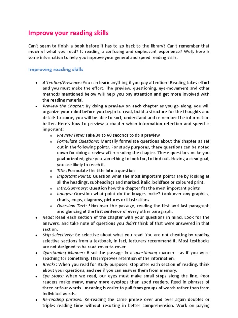 Reading Skills for All Ages | PDF