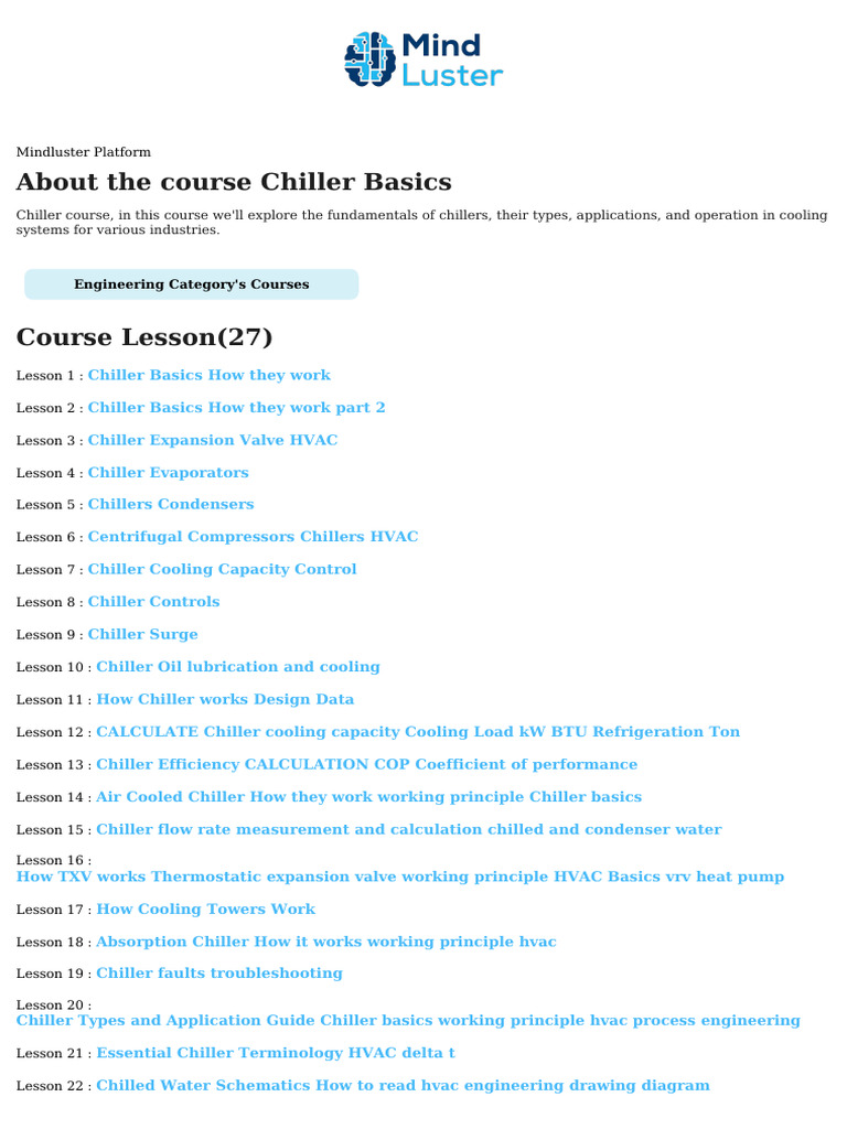 Chiller Basics Course Content | PDF