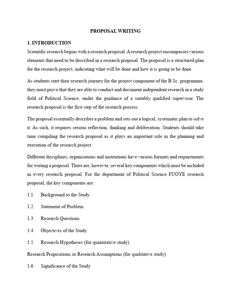PROPOSAL WRITING | PDF | Hypothesis | Methodology