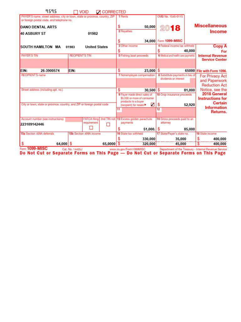 2018 Form 1099-MISC Overview | PDF | Irs Tax Forms | Internal Revenue ...