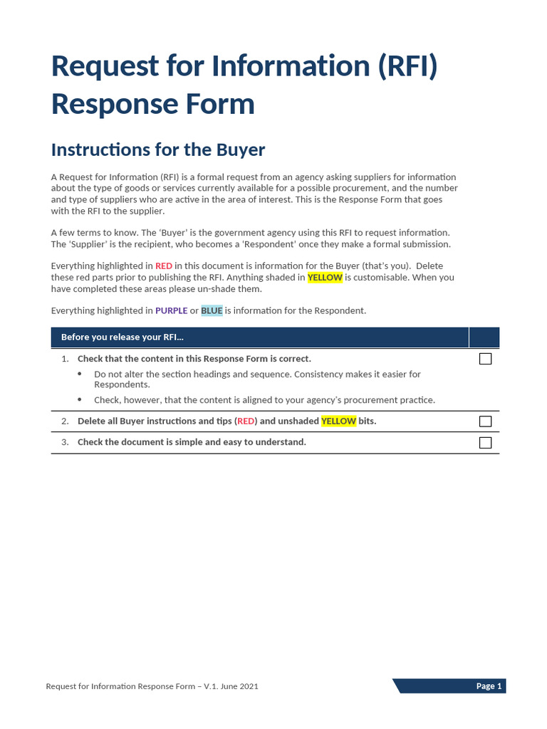 rfi-response-form-government-model | PDF | Request For Information ...