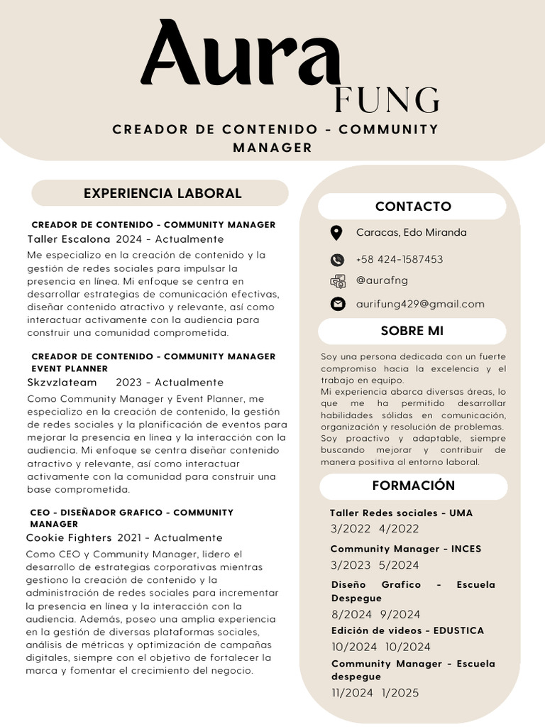 Curriculum Vitae Aura Fung | PDF | Diseño gráfico | Comunicación humana