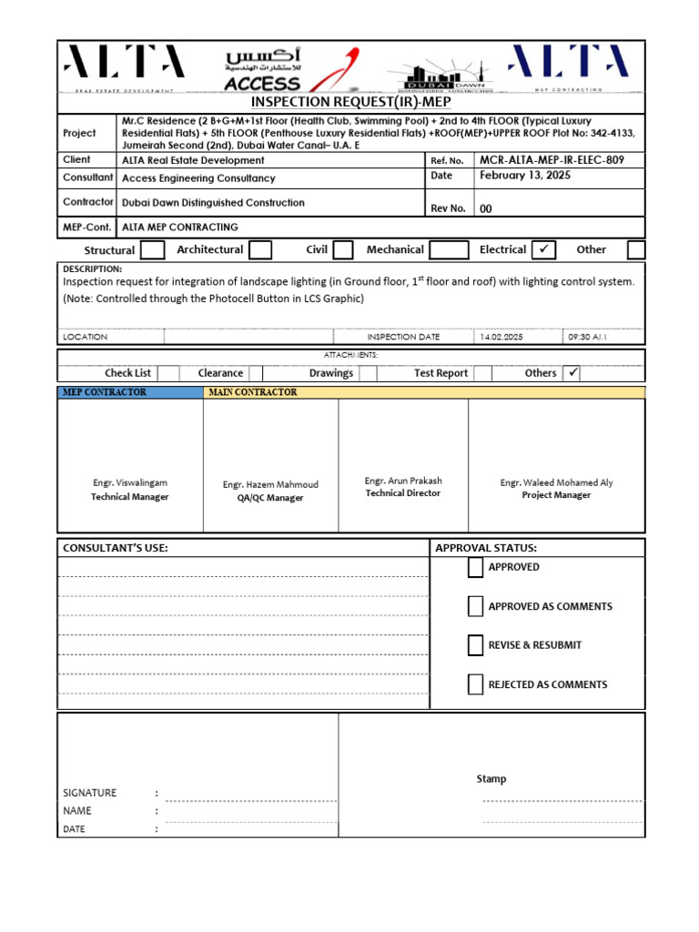 Mcr-Alta-Mep-Ir-Elec-809 Rev00 | PDF