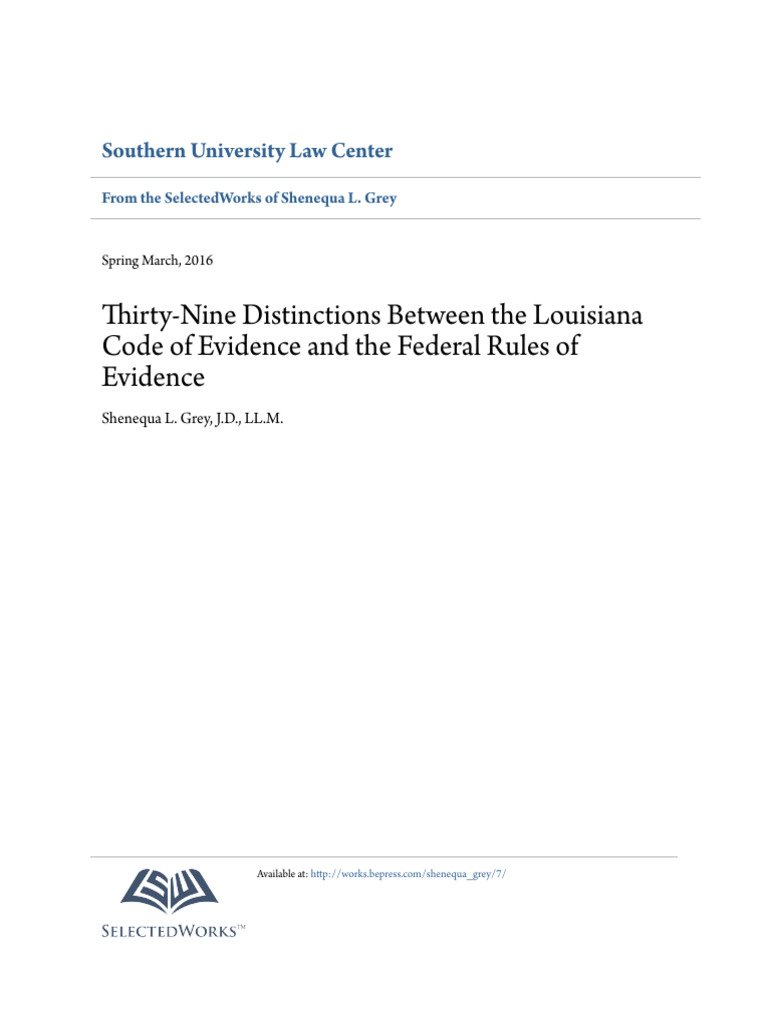 Louisiana vs. Federal Evidence Rules | PDF | Reasonable Doubt ...
