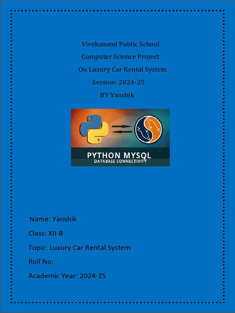 Yanshik Luxury Car Rental System C | PDF | Databases | My Sql
