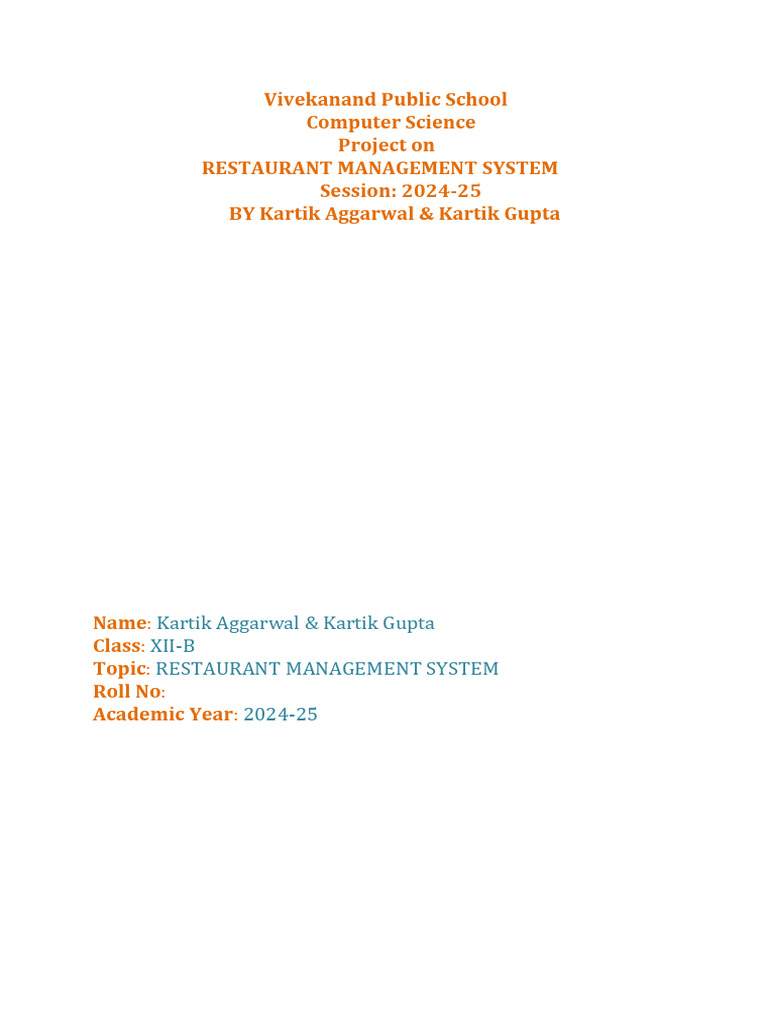Kartik Gupta and Kartik Aggarwal Computer Science Project | PDF | Databases | My Sql