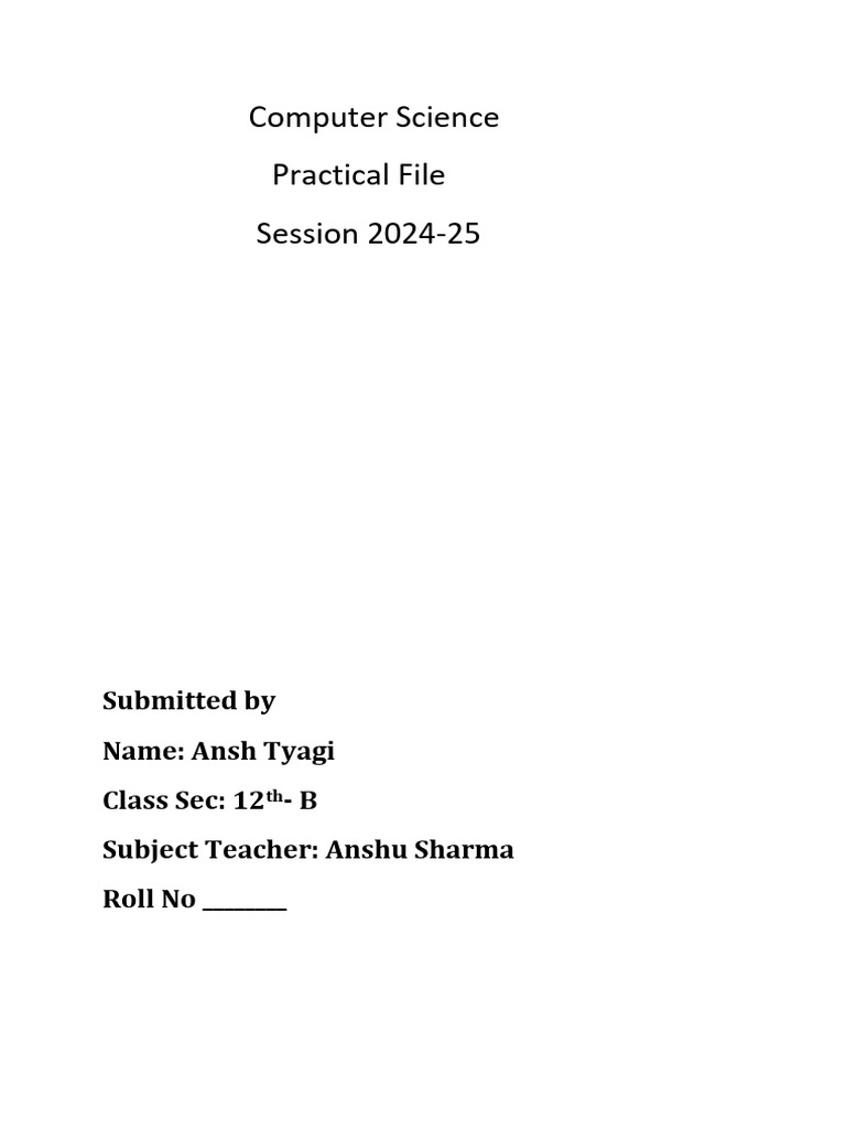 Ansh Tygai Practical File | PDF | Filename | Text File