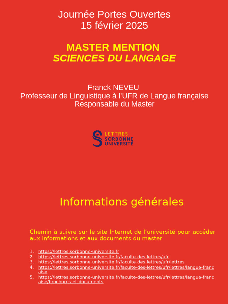 JPO Master Mention Sciences Du Langage PPT 2025 | PDF | Linguistique ...