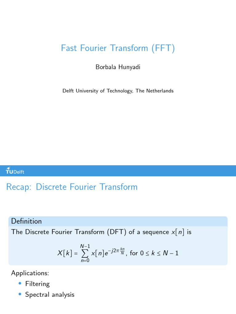 Fast Fourier Transform (FFT) - Digital Signal Processing Lecture 6 | PDF | Fast Fourier ...