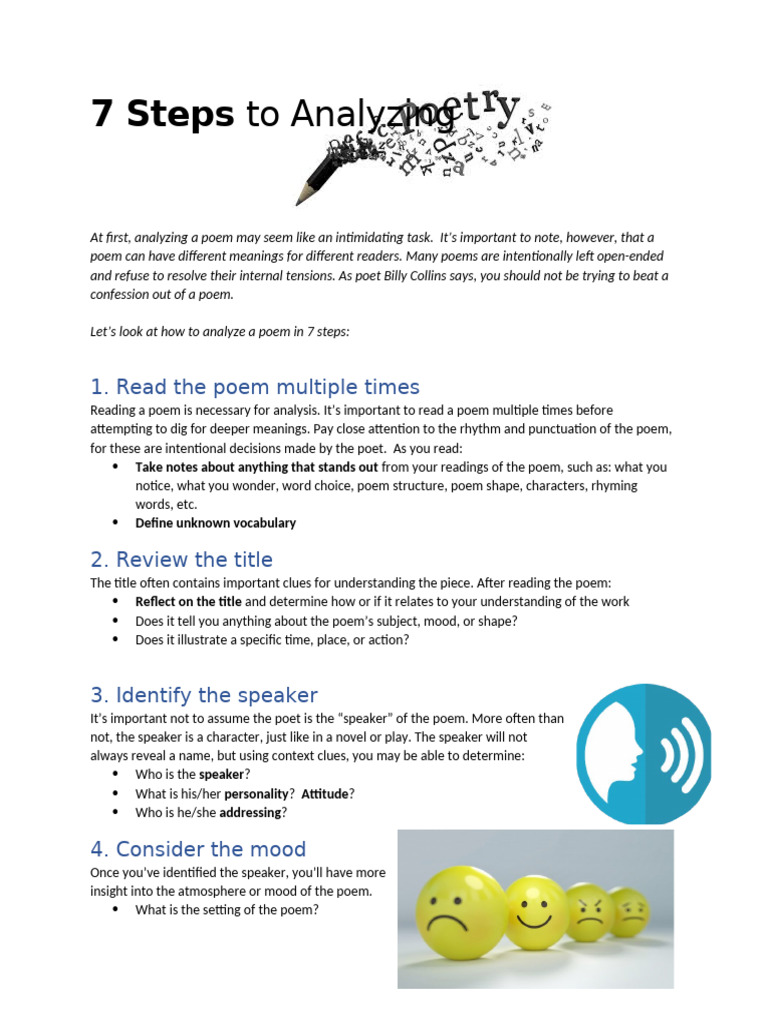 7 Steps To Analyzing A Poem | PDF | Poetry | Poetic Devices