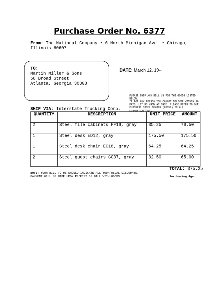 Purchase Order 6377 Details and Costs | PDF