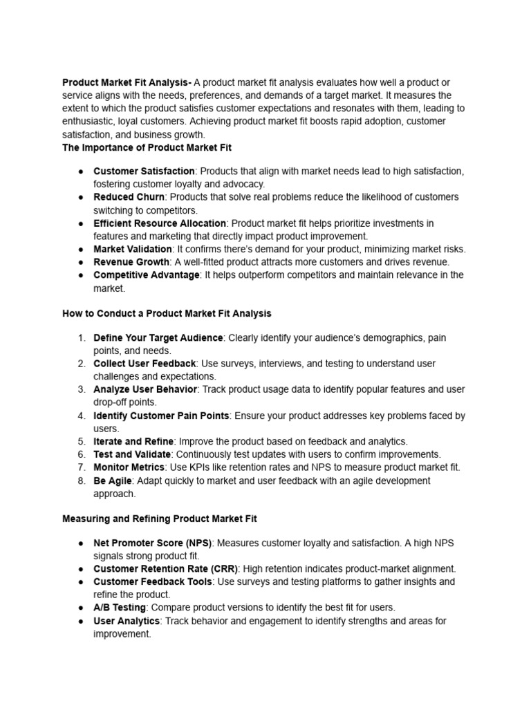 Product Market Fit Analysis - A Product Market Fit Analysis | PDF ...