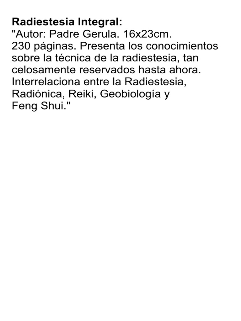 Radiestesia Integral del Padre Gerula | PDF