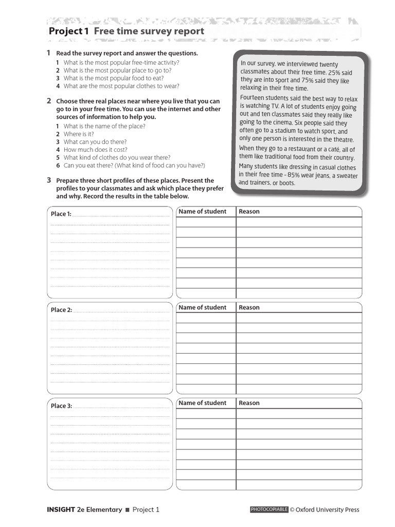 Insight2e_Elem_Projects_Worksheet | PDF
