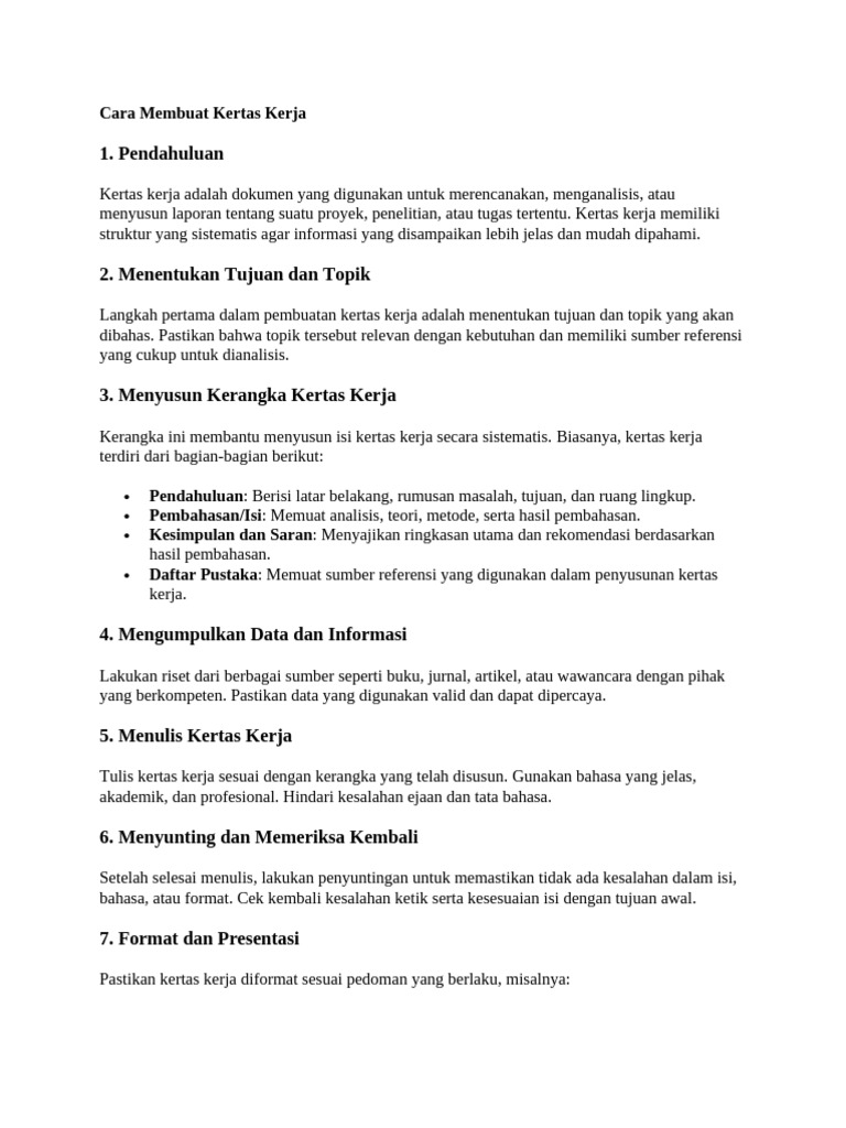 Cara Membuat Kertas Kerja | PDF