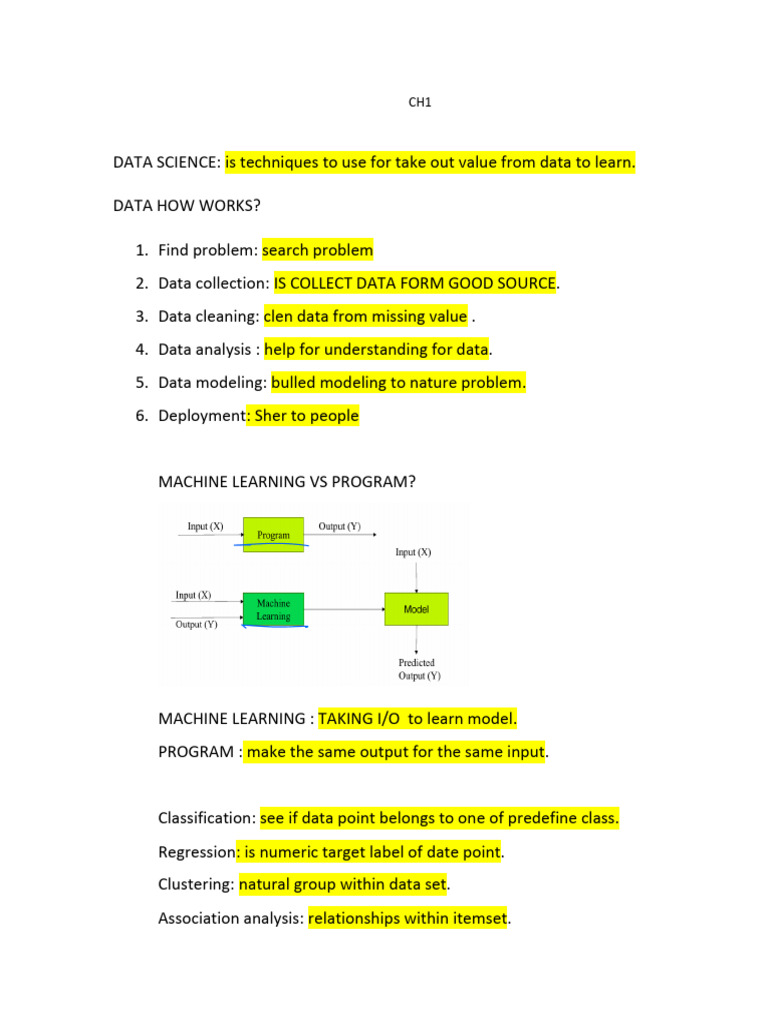 Ch1,Ch2,Ch3 علوم بيانات | PDF | Machine Learning | Data Analysis