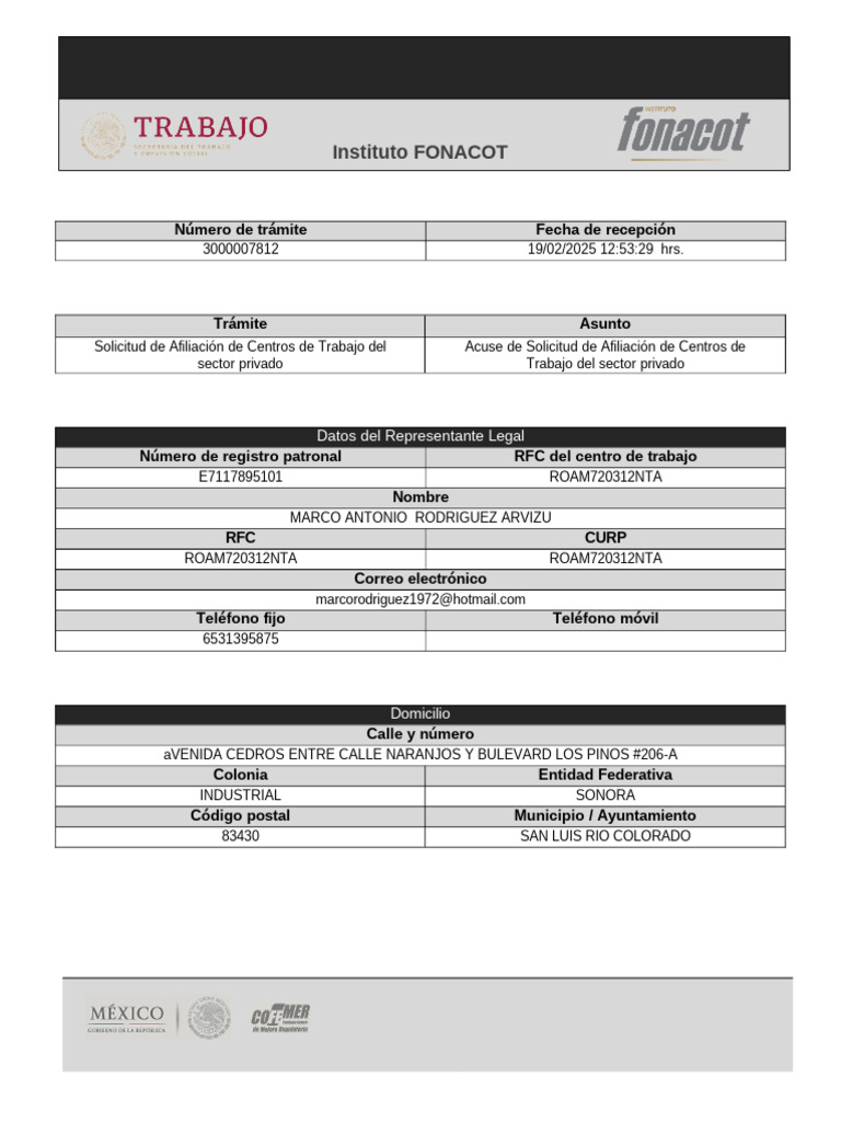 Solicitud de Afiliación FONACOT 2025 | PDF