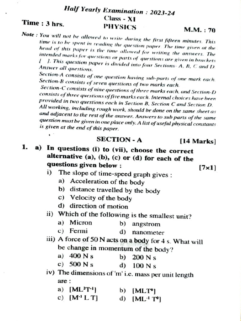 PHYSICS CLASS 11TH ISC | PDF | Velocity | Acceleration