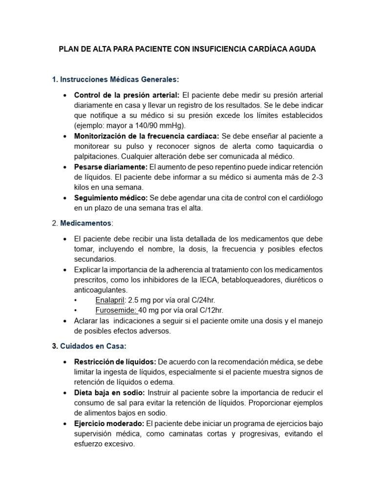 Plan de Alta CC 1 | PDF | Presión sanguínea | Cardiología