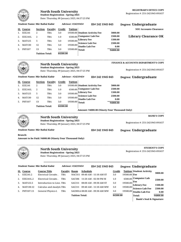 Spring 25 Advising Slip | PDF | Higher Education
