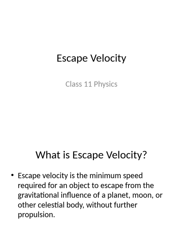 Escape Velocity: Definition and Formula | PDF