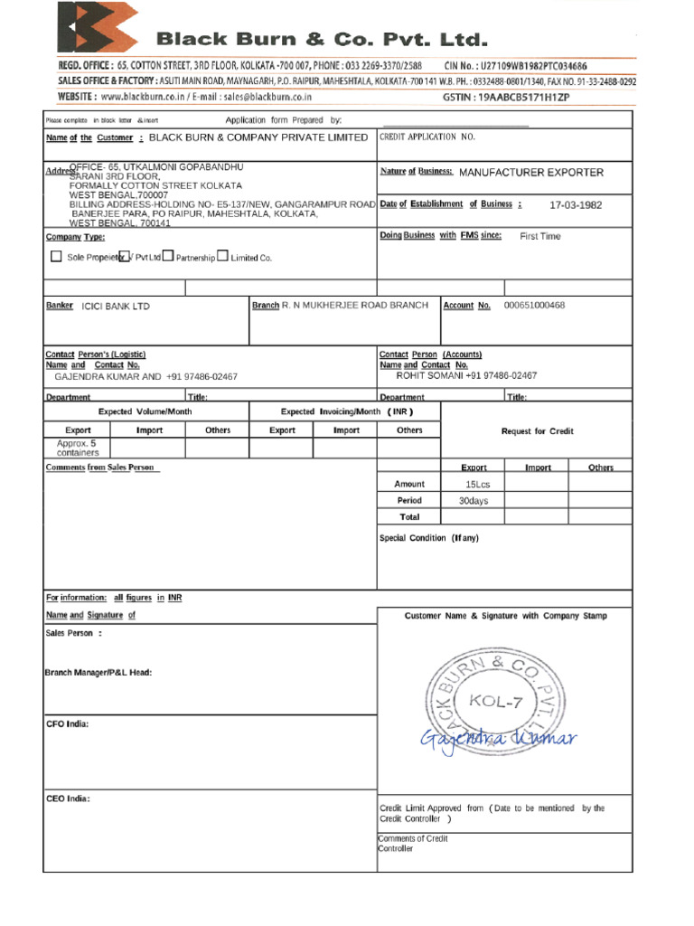 FMS Credit application form - 1- | PDF