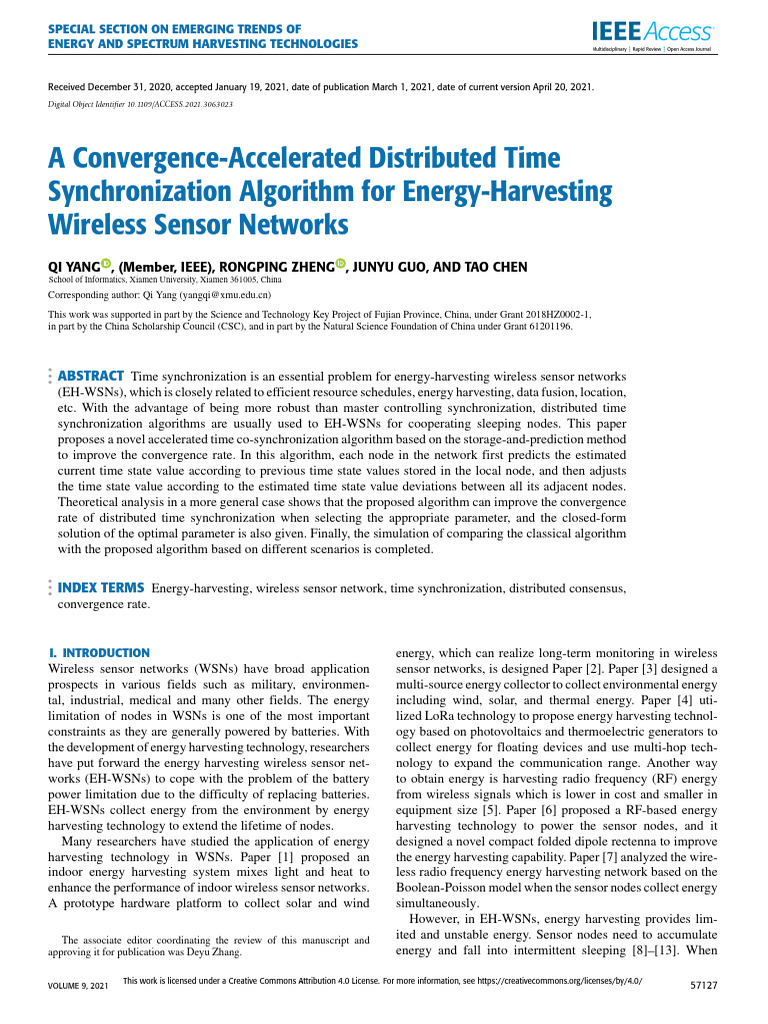 A Convergence Accelerated Distributed Time Synchronization Algorithm For Energy Harvesting